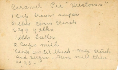 "Recipes – Desserts – Caramel Pie" by Mary O'Brien Shary