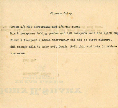 "Recipes – Desserts – Cinnamon Crisp" by Mary O'Brien Shary