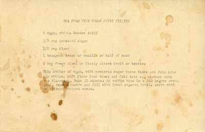 "Recipes – Desserts – Sea Foam" by Mary O'Brien Shary