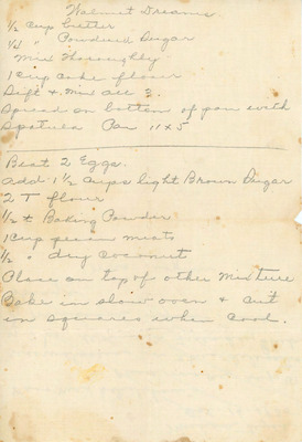 "Recipes – Desserts – Walnut Dreams" by Mary O'Brien Shary