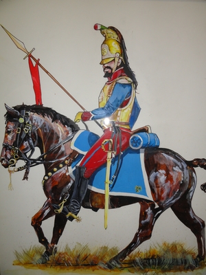 "Mexican Army Tulancing Cuirassiers Cavalry drawing" by Manuel Hinojosa